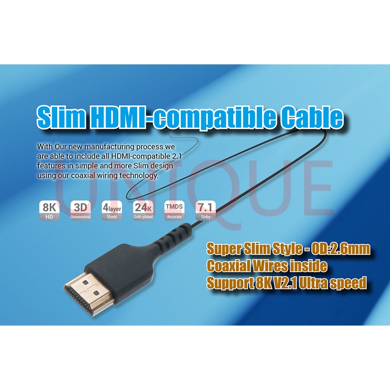 8K 60Hz HDMI Cable Oxygen Free Copper High Speed - Changzhou Unique ...